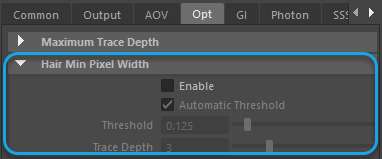 Render smooth hair with Hair Min Pixel Width in Redshift