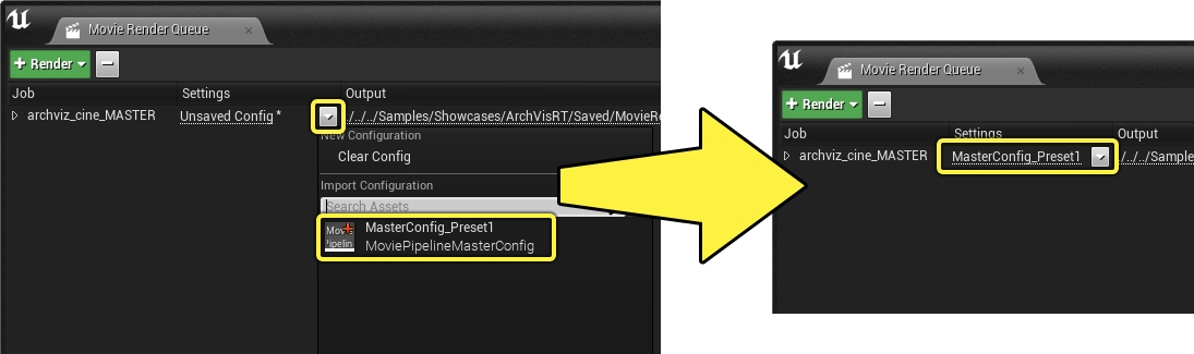 Movie Render Queue’s render settings in Unreal Engine