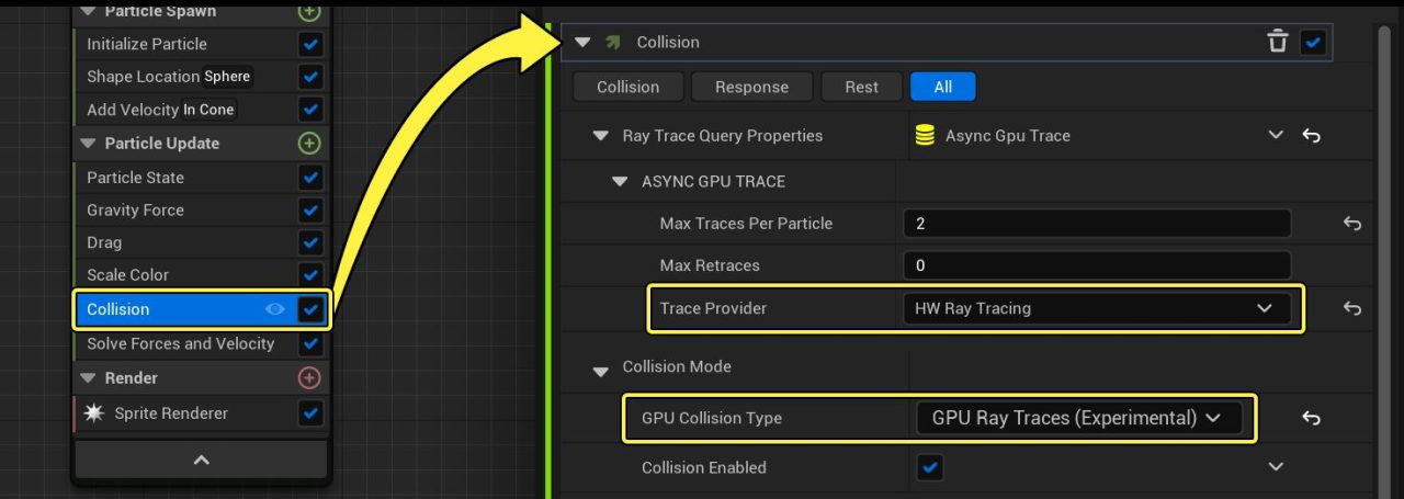 Enable GPU Raytracing Collisions in Niagara in Unreal Engine | Unreal Engine Render Farm