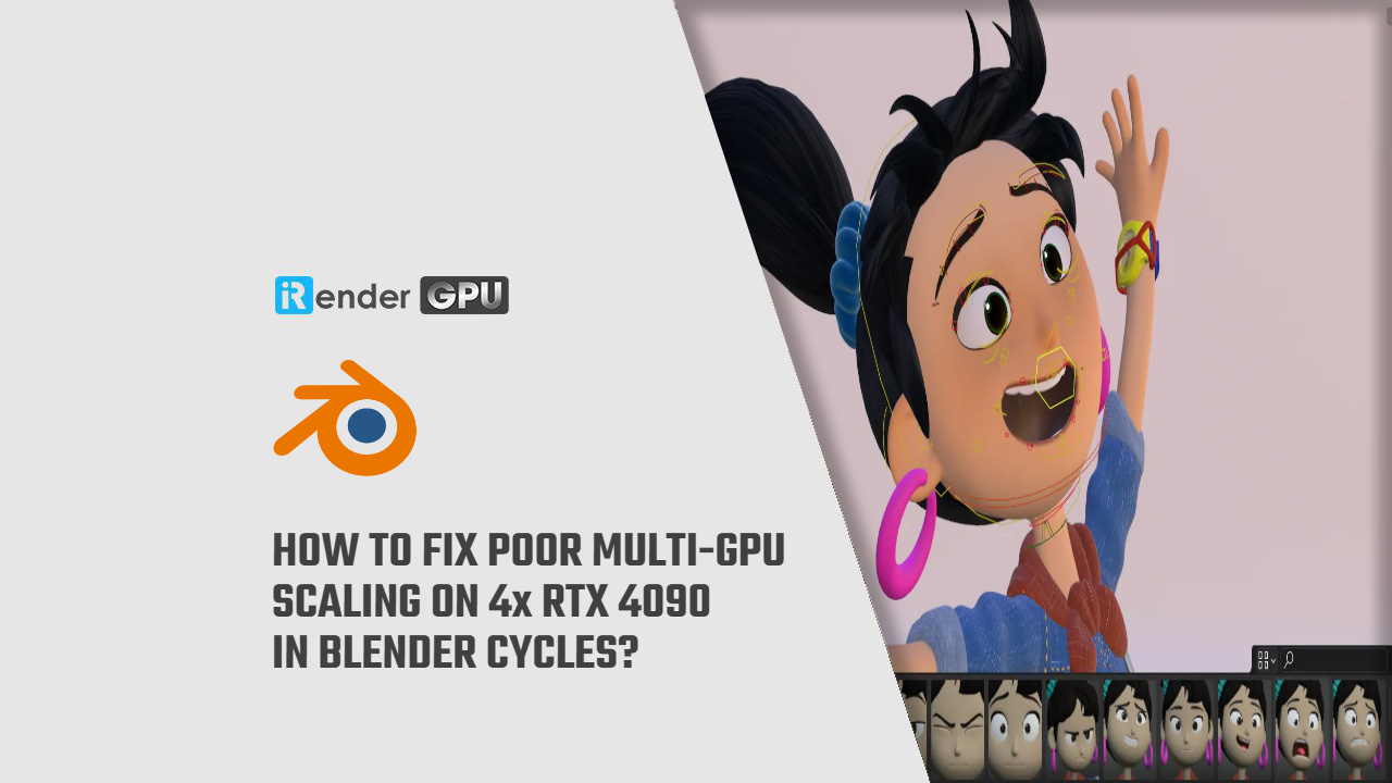 How to fix poor multi-GPU scaling on 4×RTX 4090 in Blender Cycles?